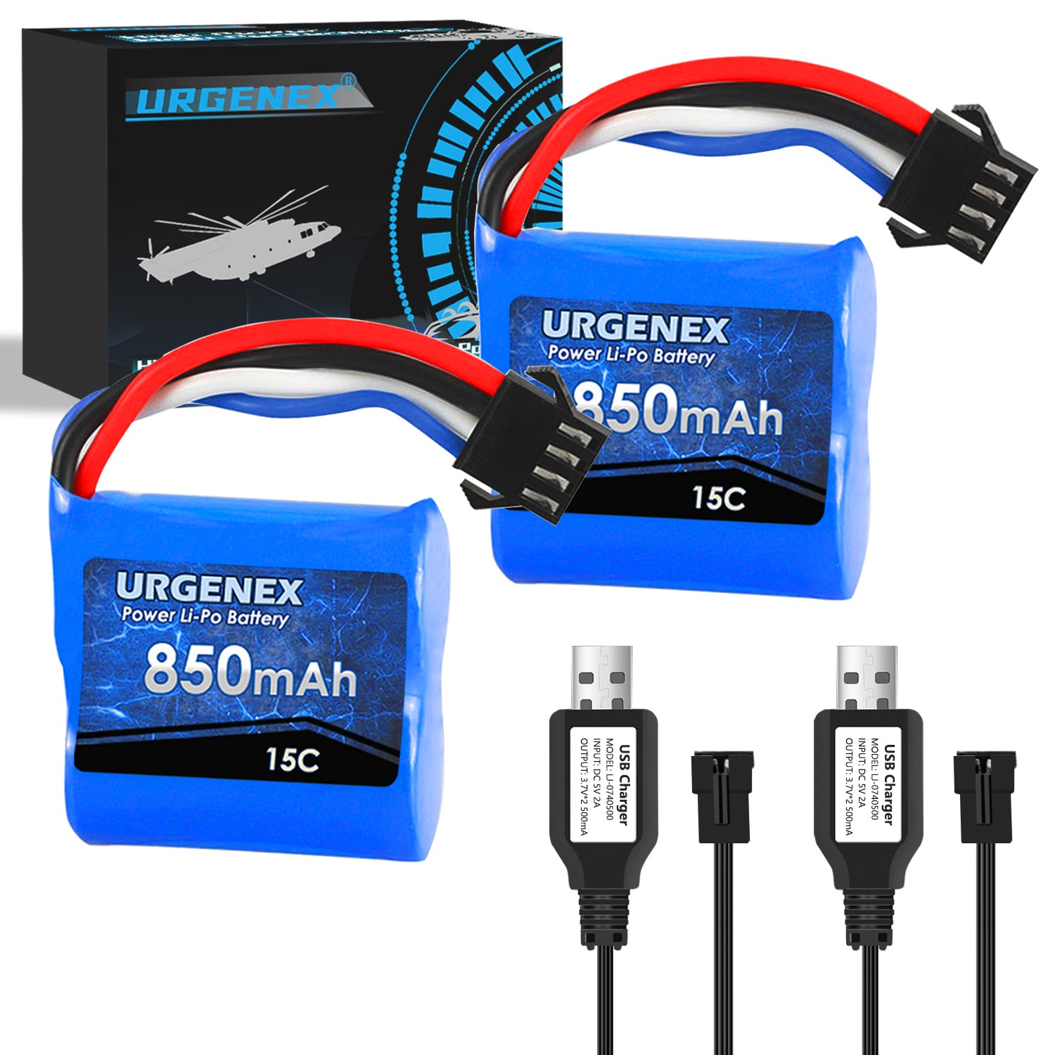 UDI001 UDI008 RC Battery with Charger - Lipo Battery 850mAh 7.4V(2 x 3 – URGENEX RC Hobby