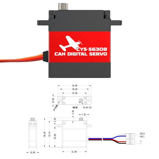 S6308 9kg·cm Coreless Digital Servo | Full Metal Case, CAN Bus, Waterp ...
