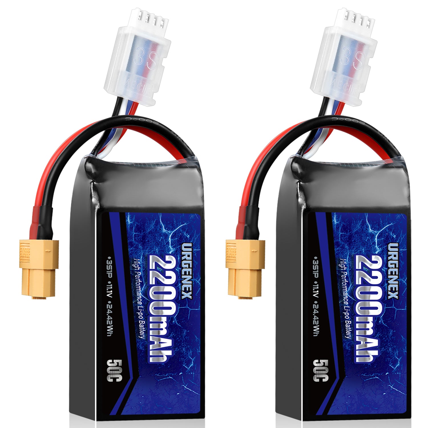 URGENEX 3S Lipo Battery 2200mAh 11.1V 50C High Discharge Rate RC Batte ...