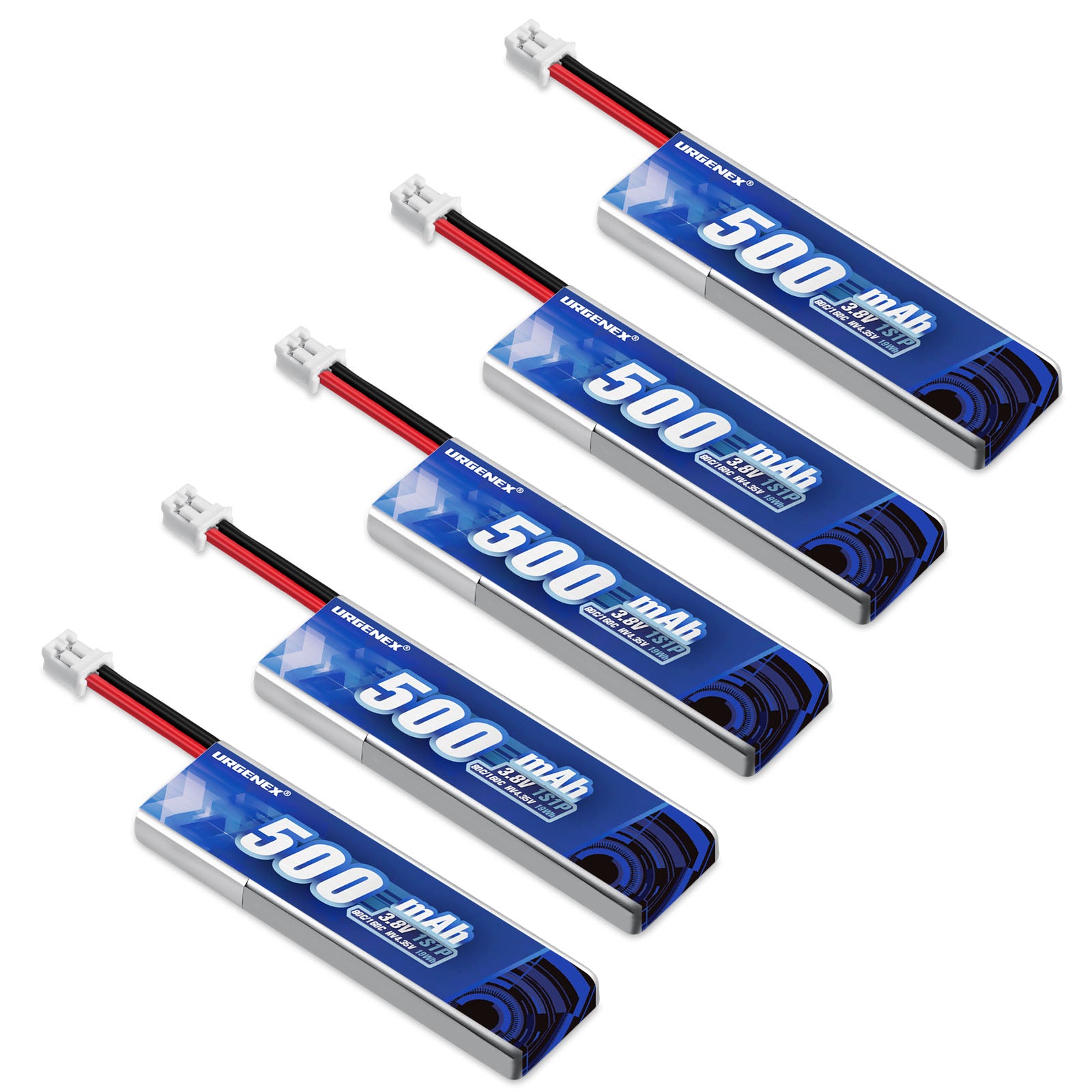 URGENEX 5PCS EMAX Battery 1S 500mAh 3.8V HV Lipo Battery 80C High Disc ...