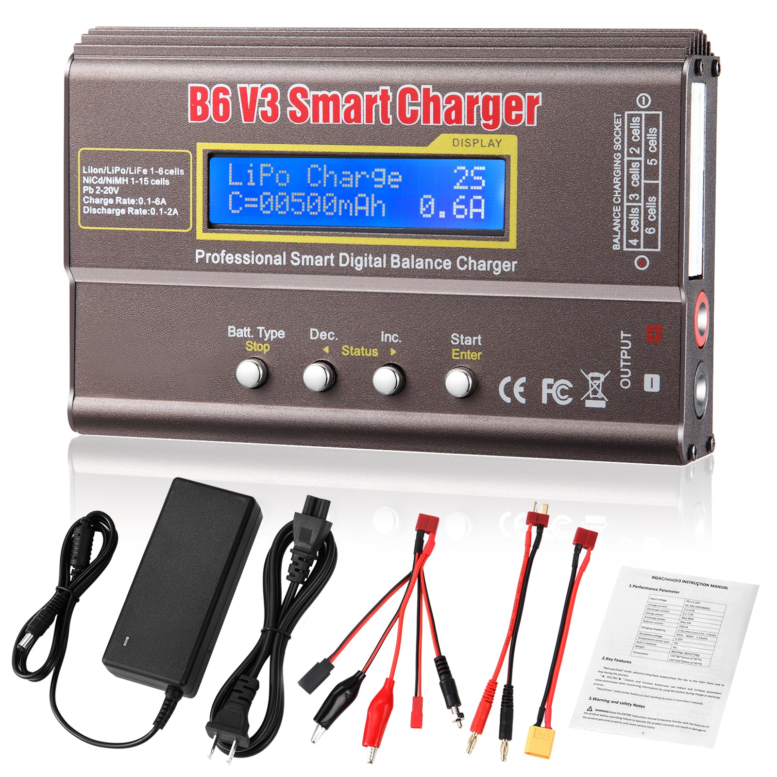 B6 V3 Balance Charger 80W 6A RC Battery Charger for LiPo/Li-ion/LiHv/L ...